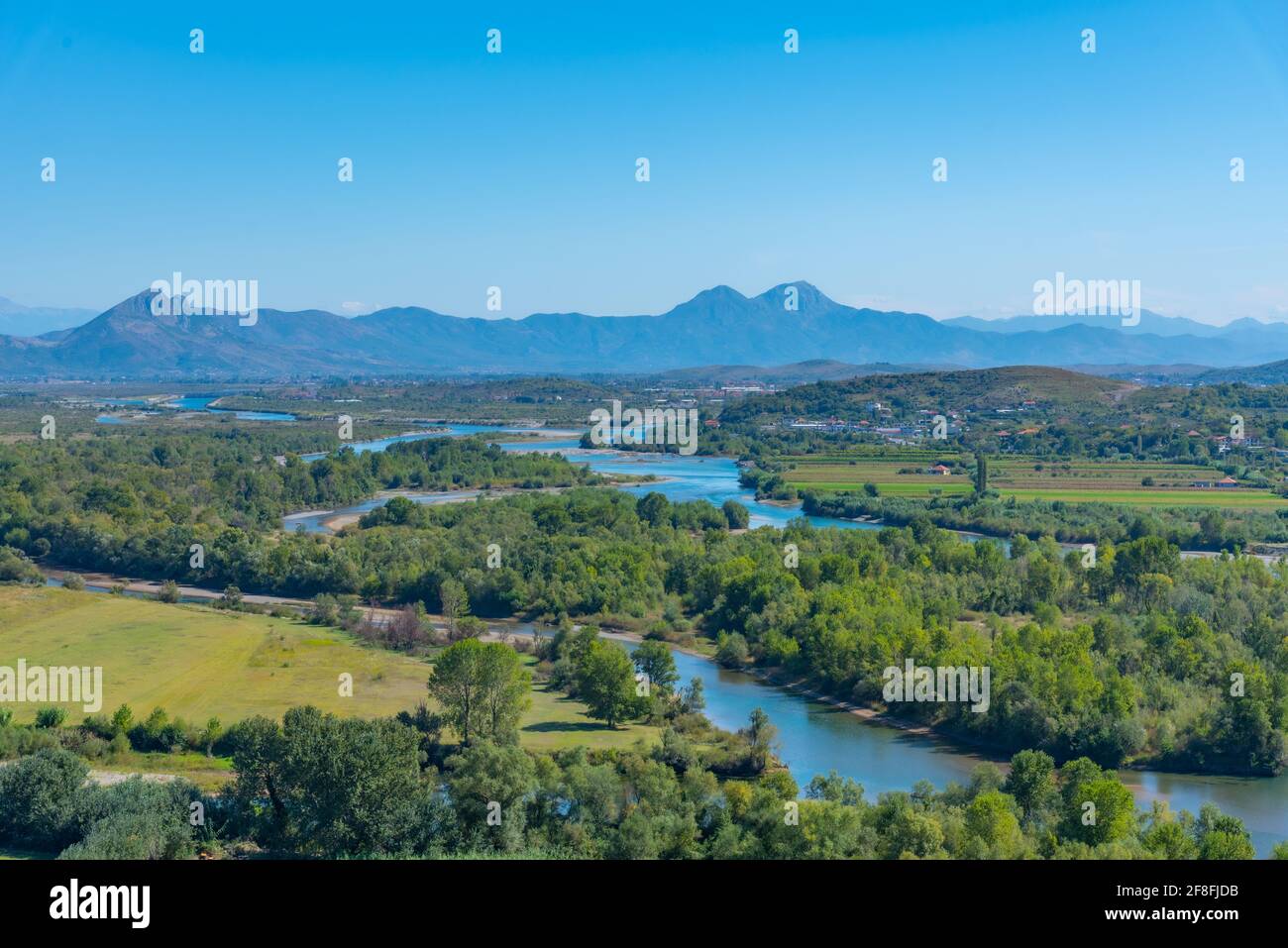 Meanders of Drin river in Albania Stock Photo - Alamy
