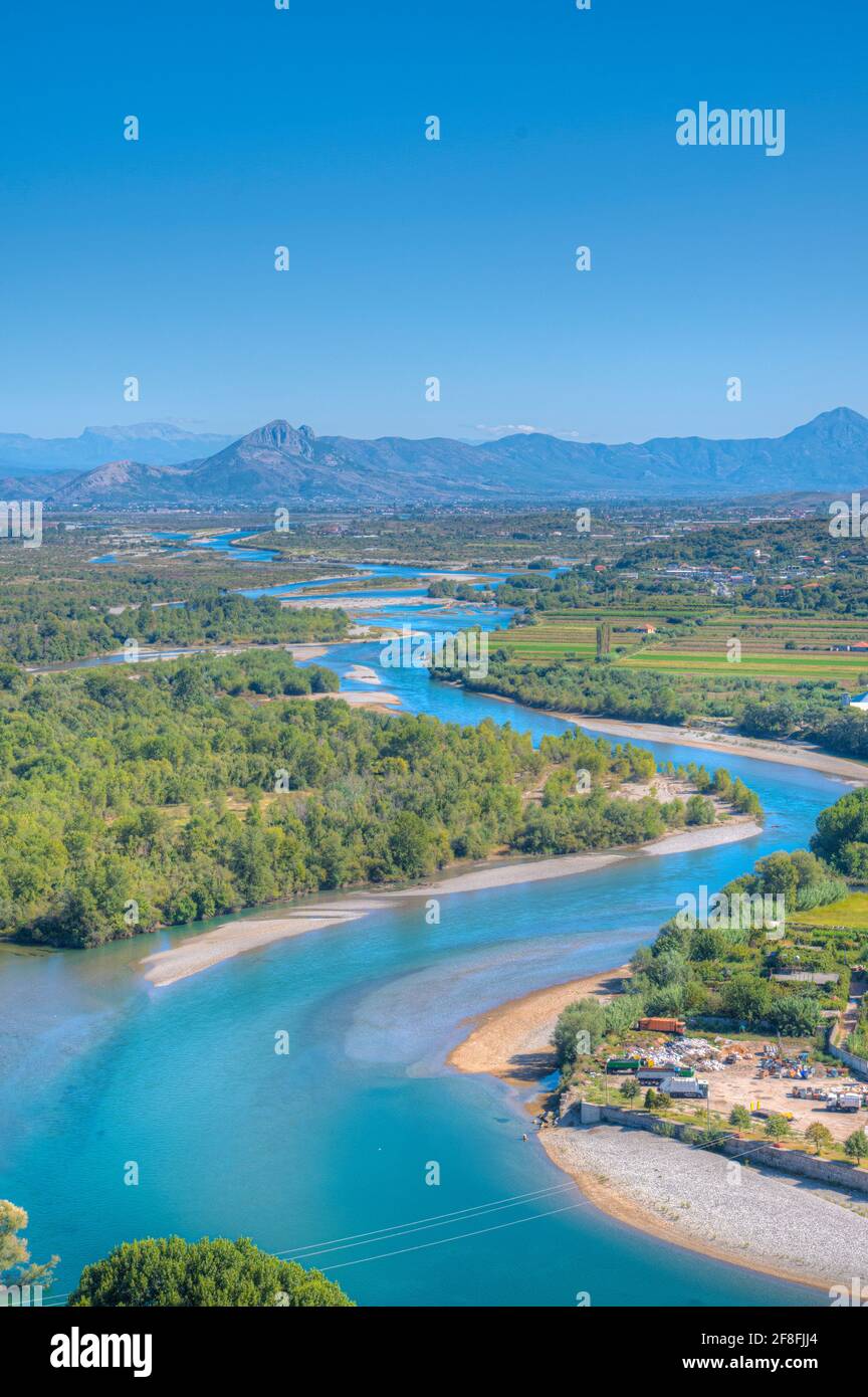Meanders of Drin river in Albania Stock Photo - Alamy