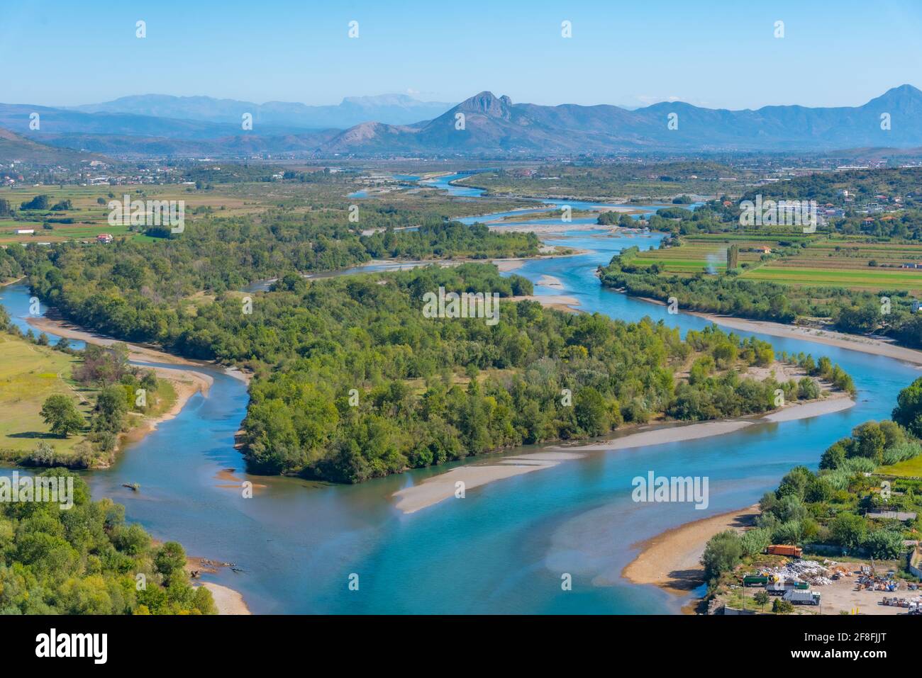 Meanders of Drin river in Albania Stock Photo - Alamy