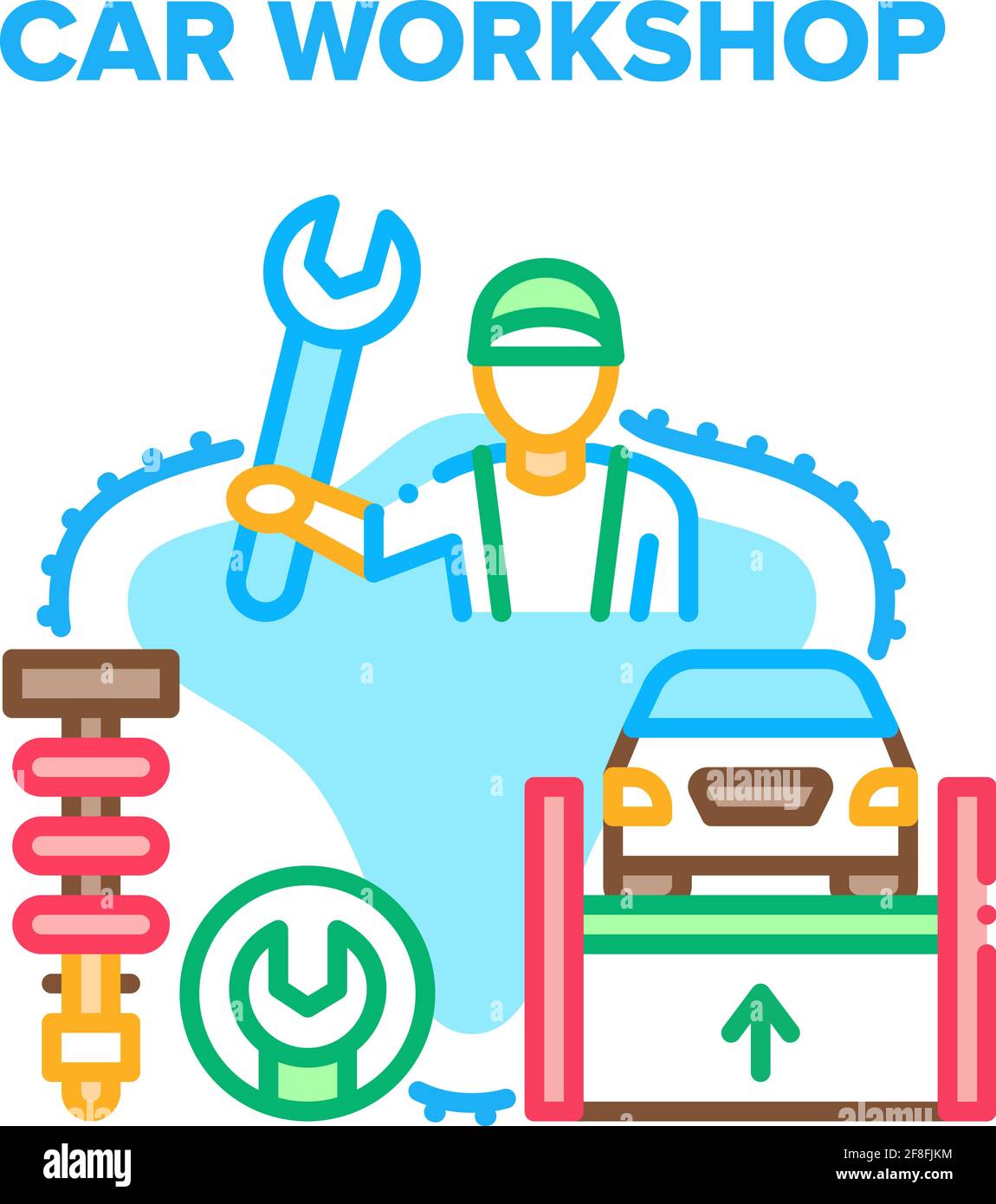 Car Workshop Vector Concept Color Illustration Stock Vector Image & Art ...