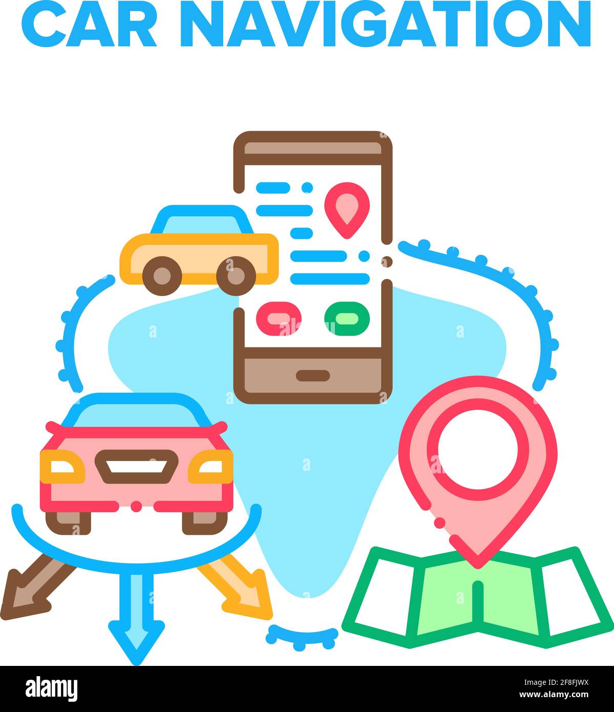 Car Navigation Vector Concept Color Illustration Stock Vector Image ...