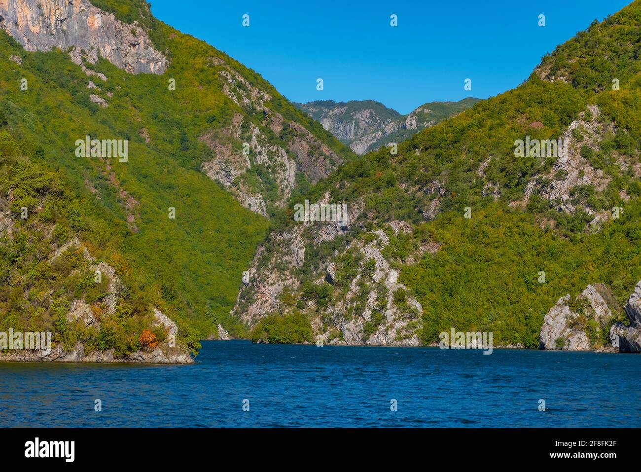 Beautiful landscape of Koman lake in Albania Stock Photo - Alamy