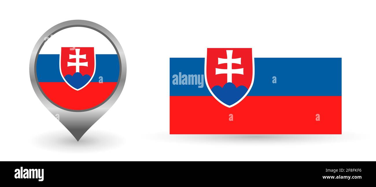 Vector flag Slovakia. Location point with flag Slovakia inside. Color ...