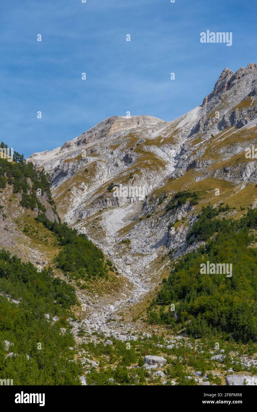 Beautiful landscape of Accursed Mountains viewed from Valbona-Theth ...