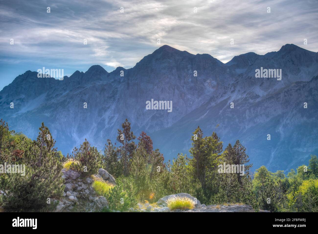 Beautiful landscape of Accursed Mountains viewed from Valbona-Theth ...