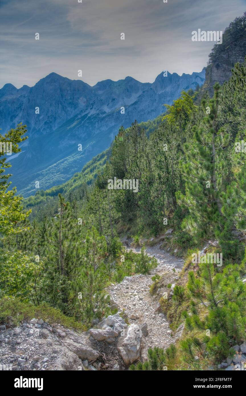 Beautiful landscape of Accursed Mountains viewed from Valbona-Theth ...