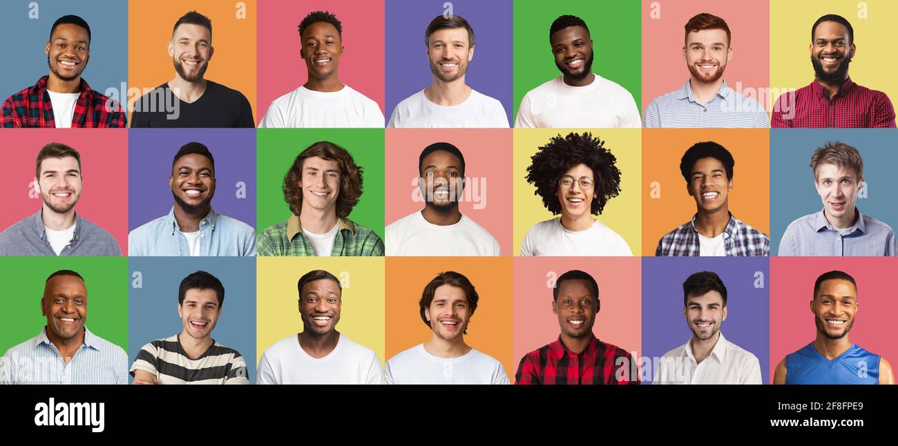Composite creative collage of happy diverse multicultural men Stock ...