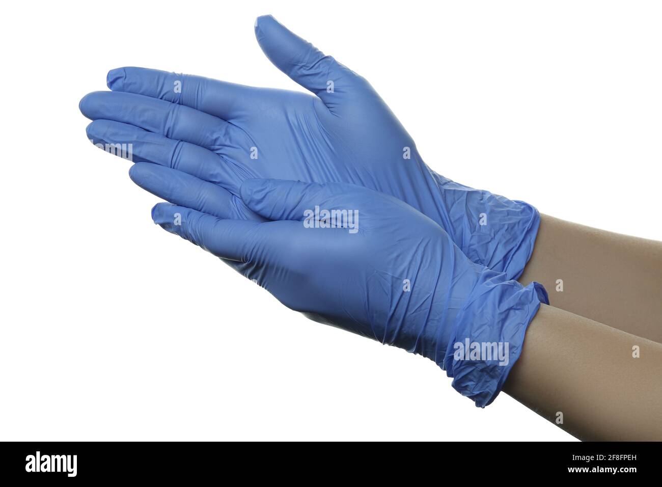 Hands in medical gloves isolated on white background Stock Photo - Alamy