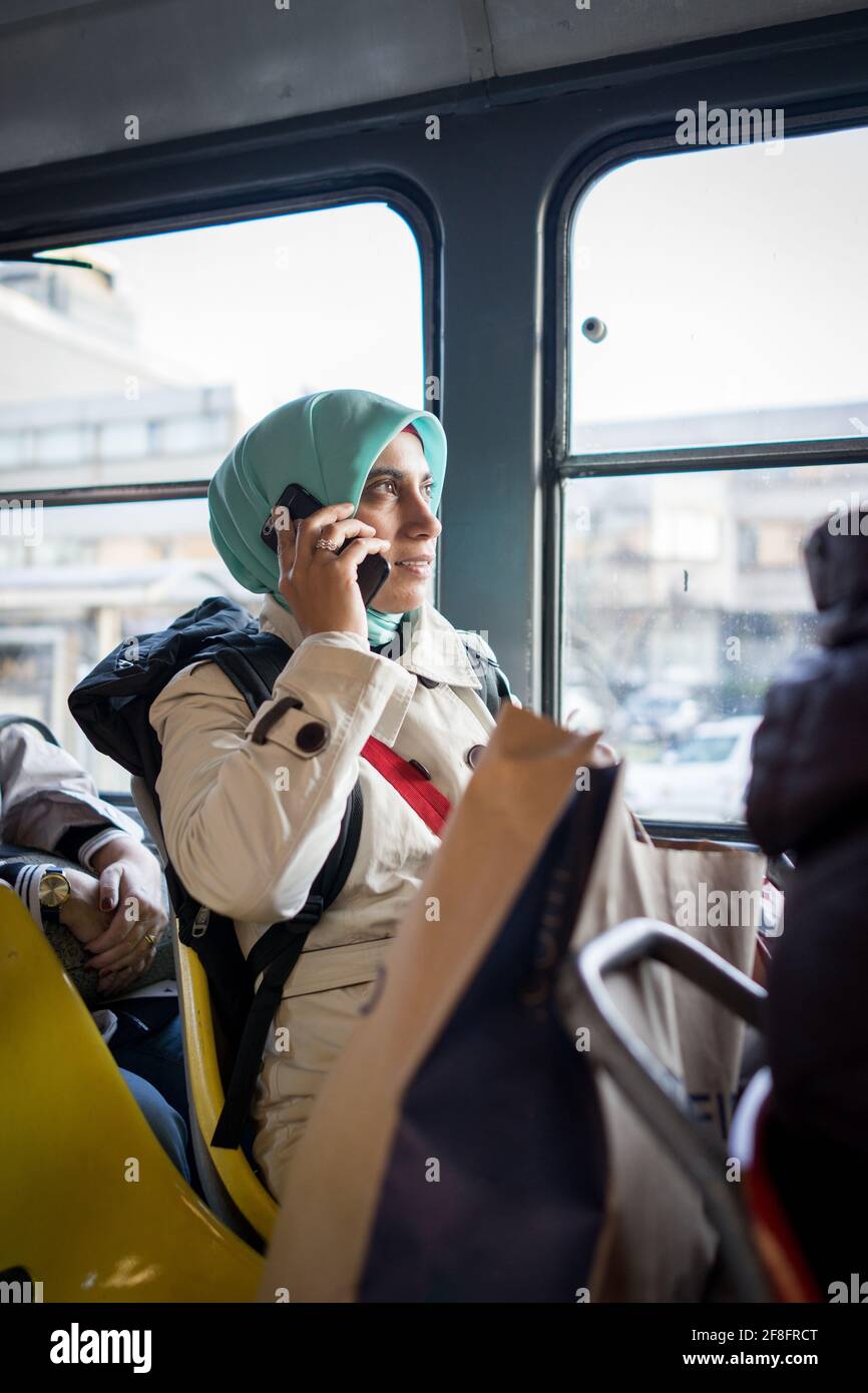Muslim girl train or bus europe hi-res stock photography and images - Alamy