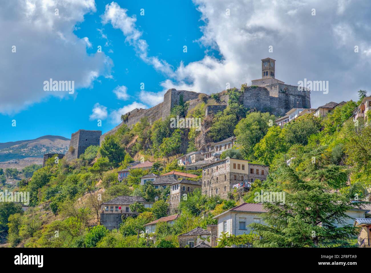 View of castle in Gjirokaster, Albania Stock Photo - Alamy