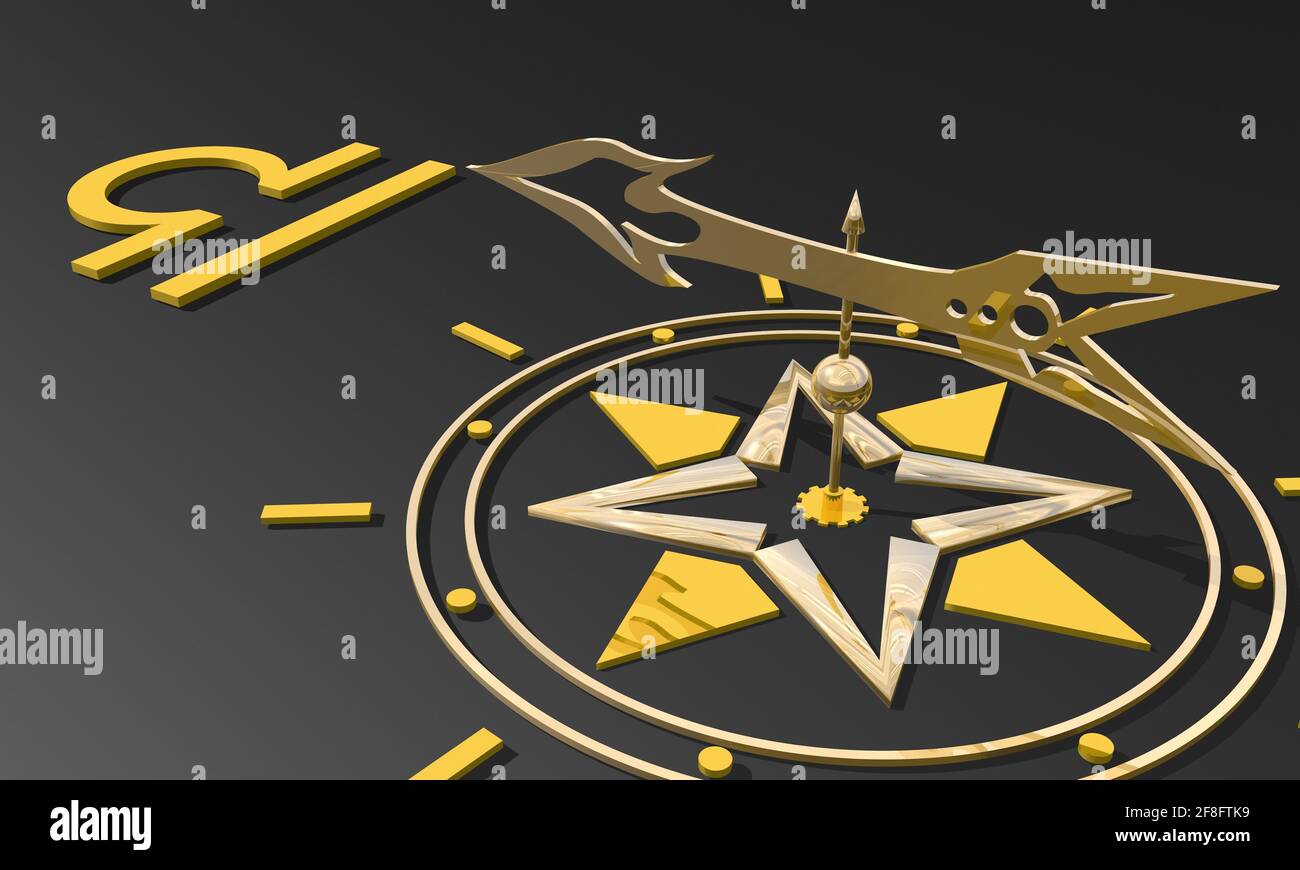 Scales astrology sign. Golden compass arrow point to astrological ...