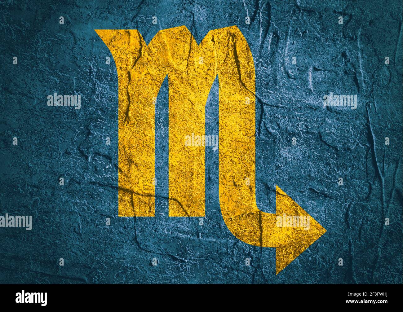 Scorpion astrology sign. Yellow astrological symbol on concrete ...