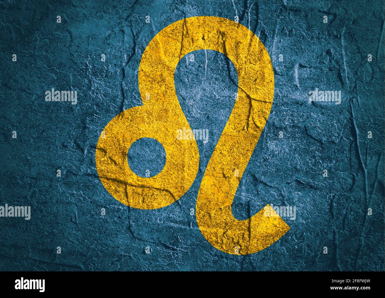 lion astrology sign. Yellow astrological symbol on concrete textured ...