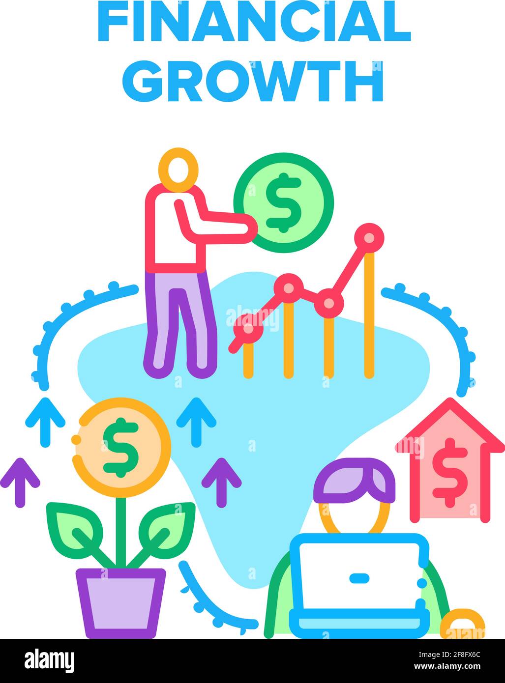 Financial Growth Vector Concept Color Illustration Stock Vector Image ...