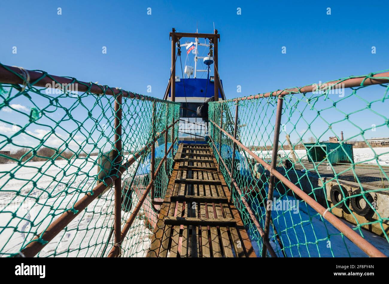 Ladder to the ship. Departure for sailing. Entering the ship Stock ...