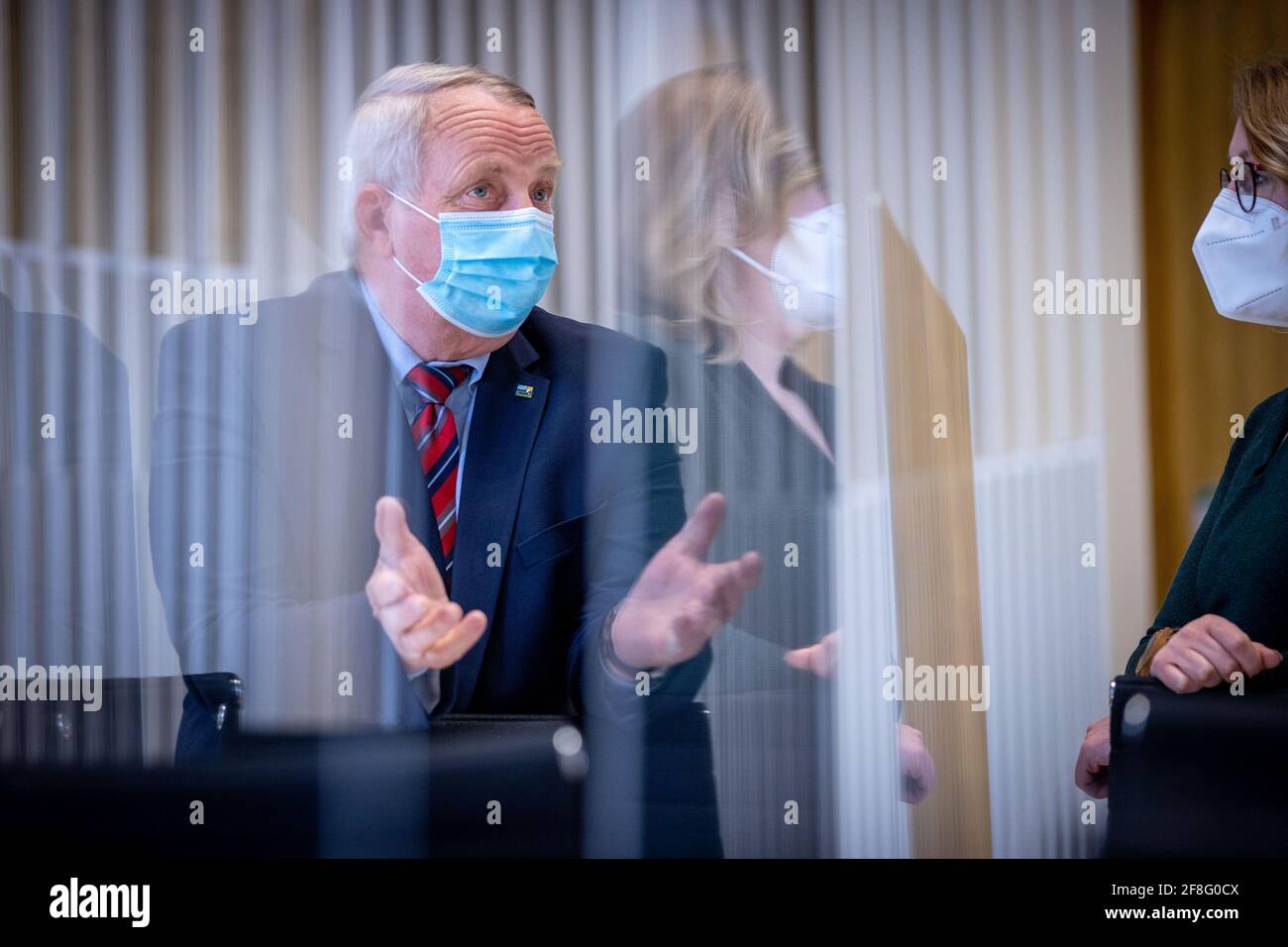 Schwerin, Germany. 14th Apr, 2021. Till Backhaus (SPD), the Minister of ...