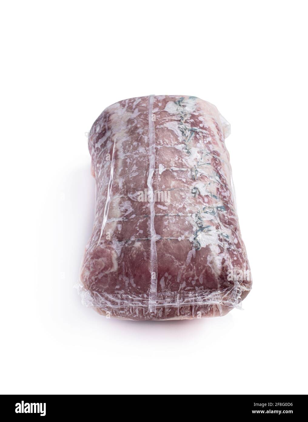 Vacuum packed boneless rindless pork loin joint isolated on white ...