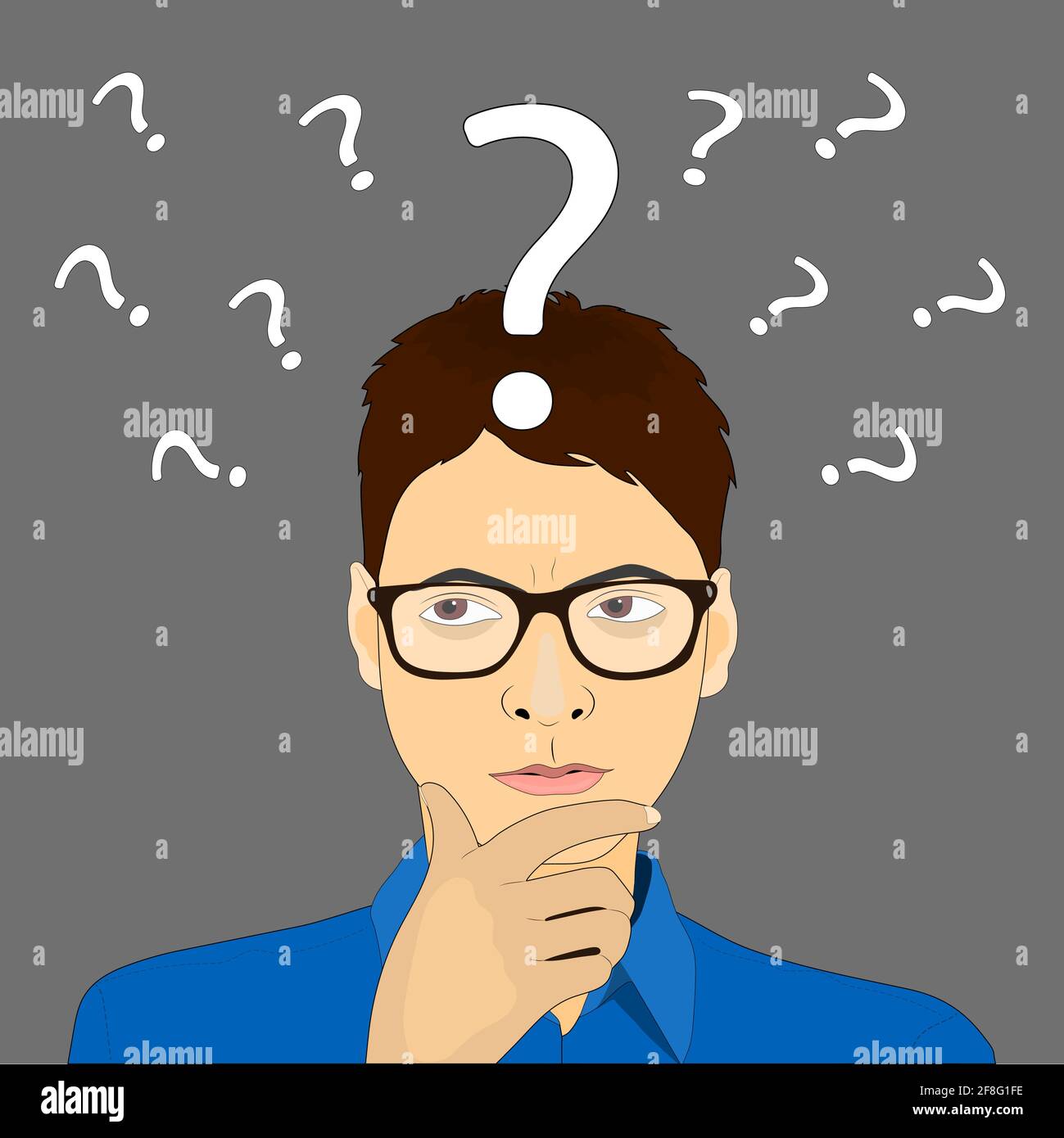 Businessman question mark over head Stock Vector Images - Alamy