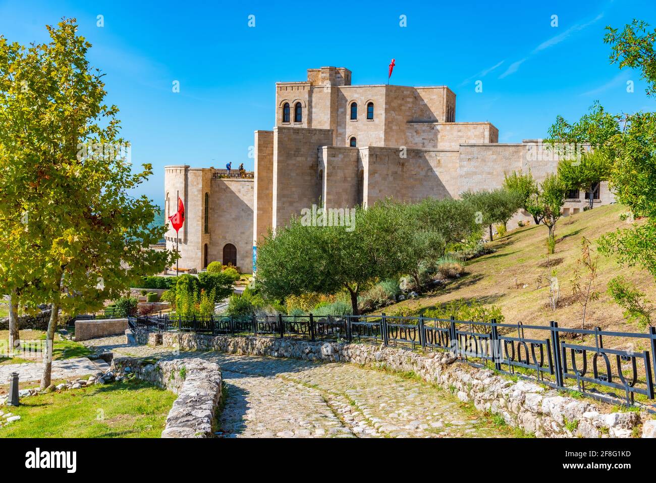 Inner courtyard of Kruja castle in Albania Stock Photo - Alamy