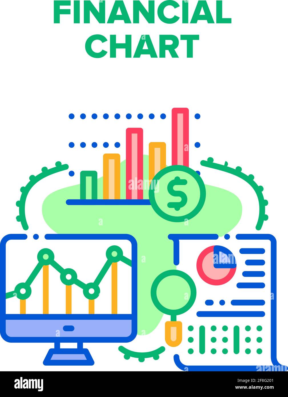 Financial Chart Vector Concept Color Illustration Stock Vector Image ...
