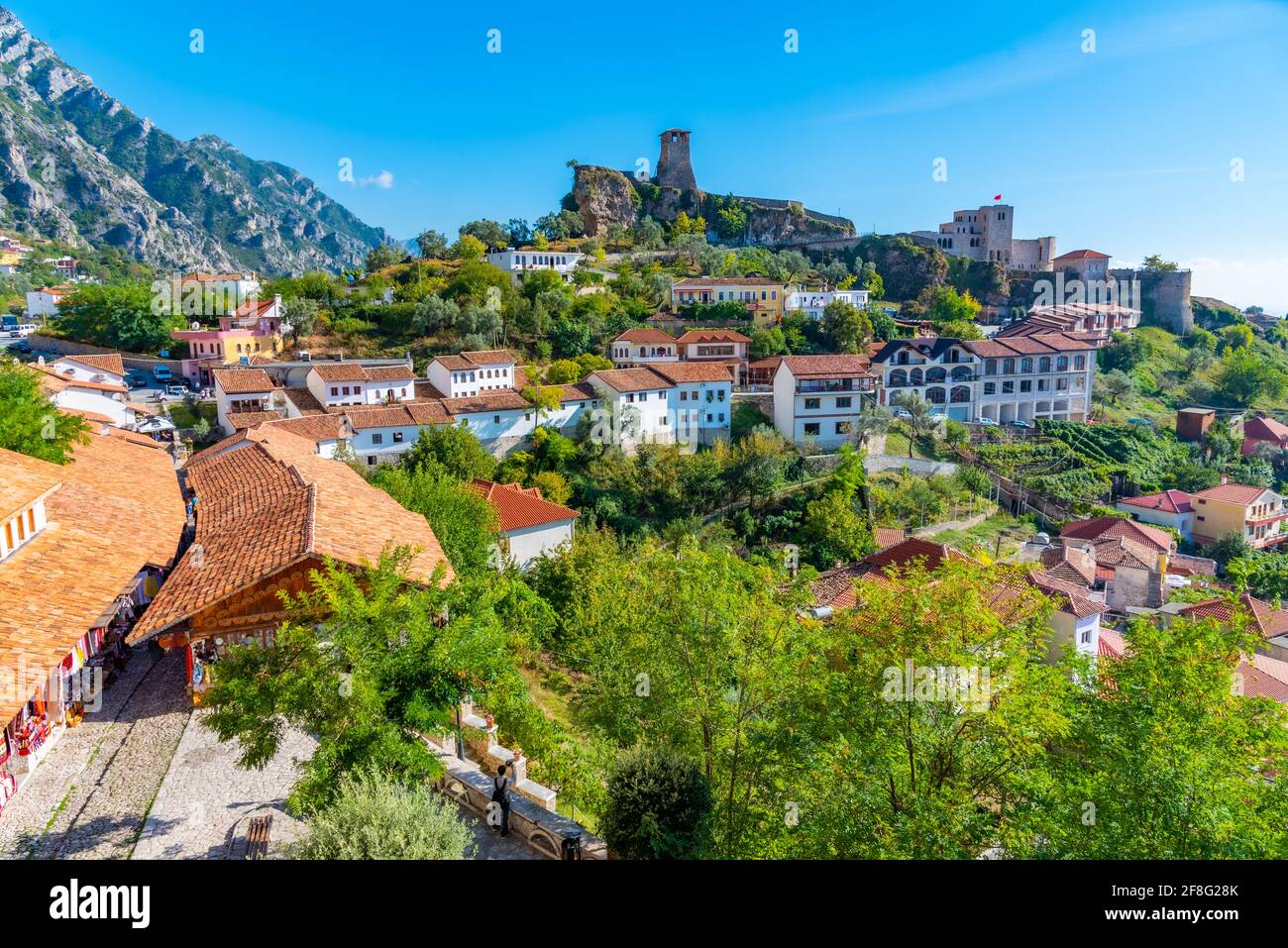 Aerial view of Kruja castle and bazaar, Albania Stock Photo - Alamy