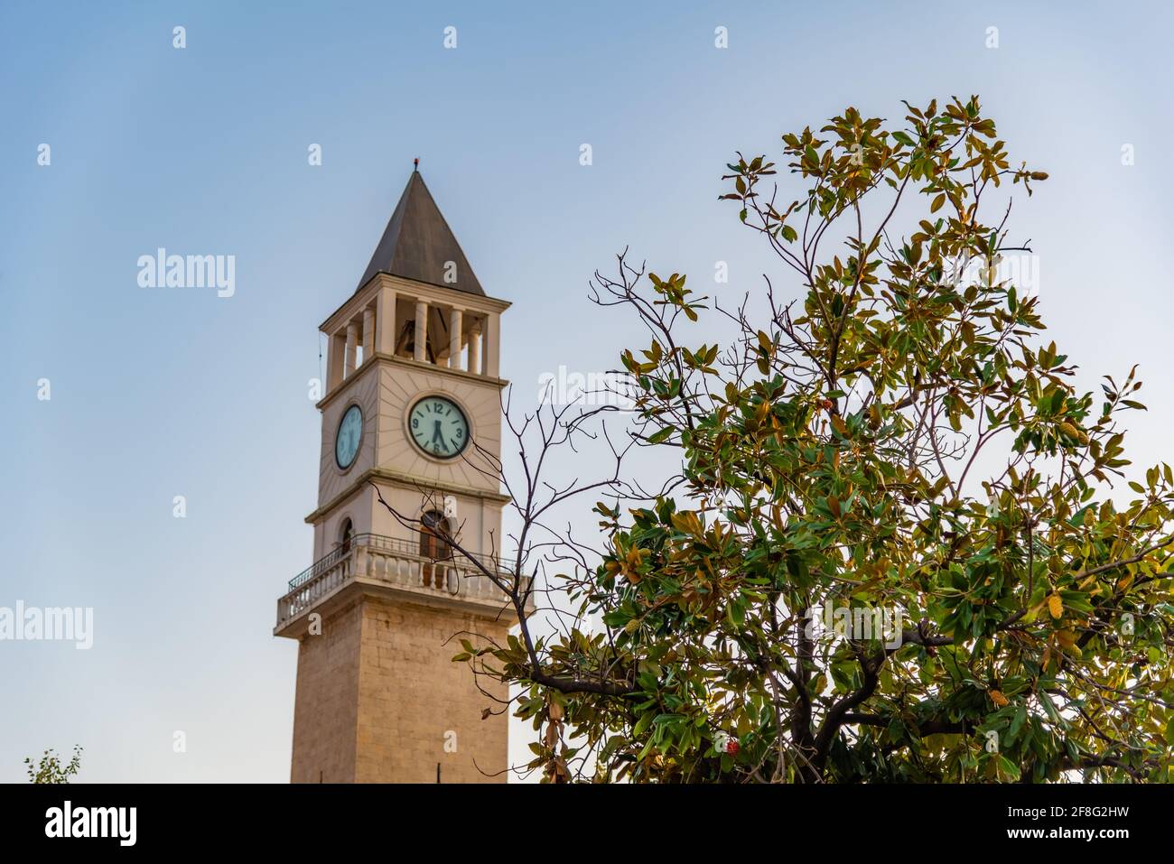 Clock tower in Tirana, Albania Stock Photo - Alamy