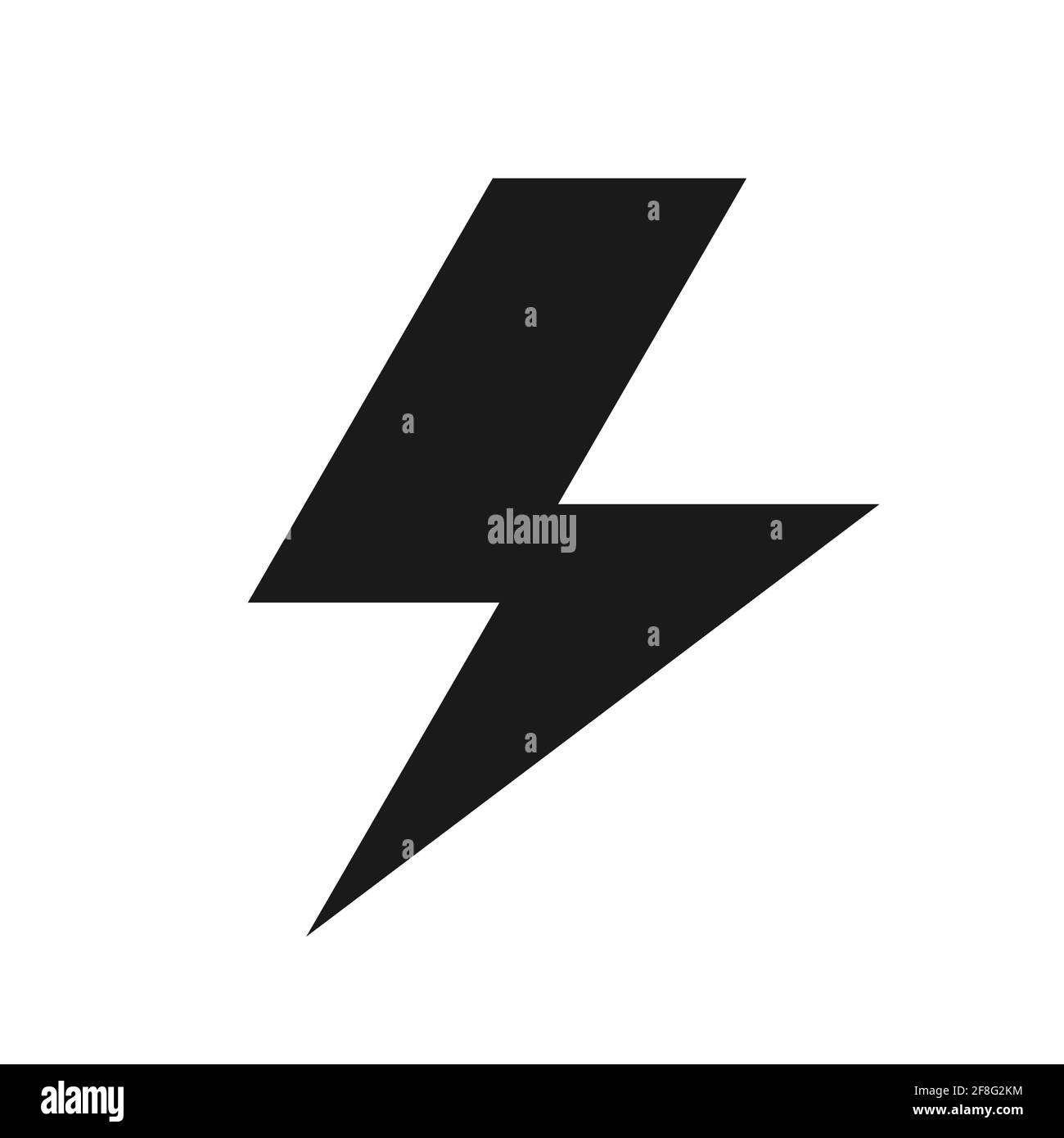 The black lightning shape is isolated on a white background. Flat ...