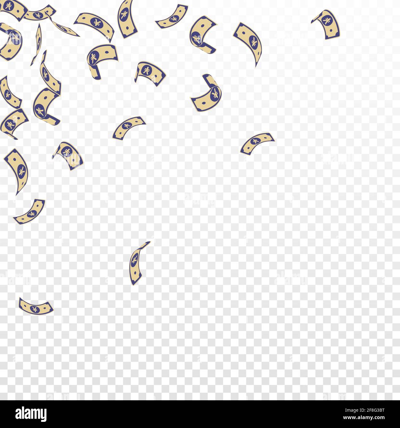 Chinese yuan notes falling. Sparse CNY bills on transparent background ...