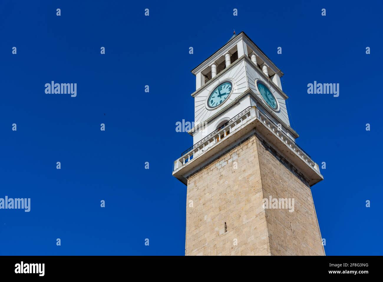 Clock tower in Tirana during sunny day, Albania Stock Photo - Alamy