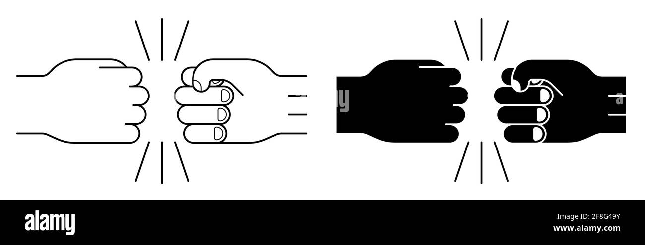 Two arms clenched fist bump in friendly greeting. Getting started ...
