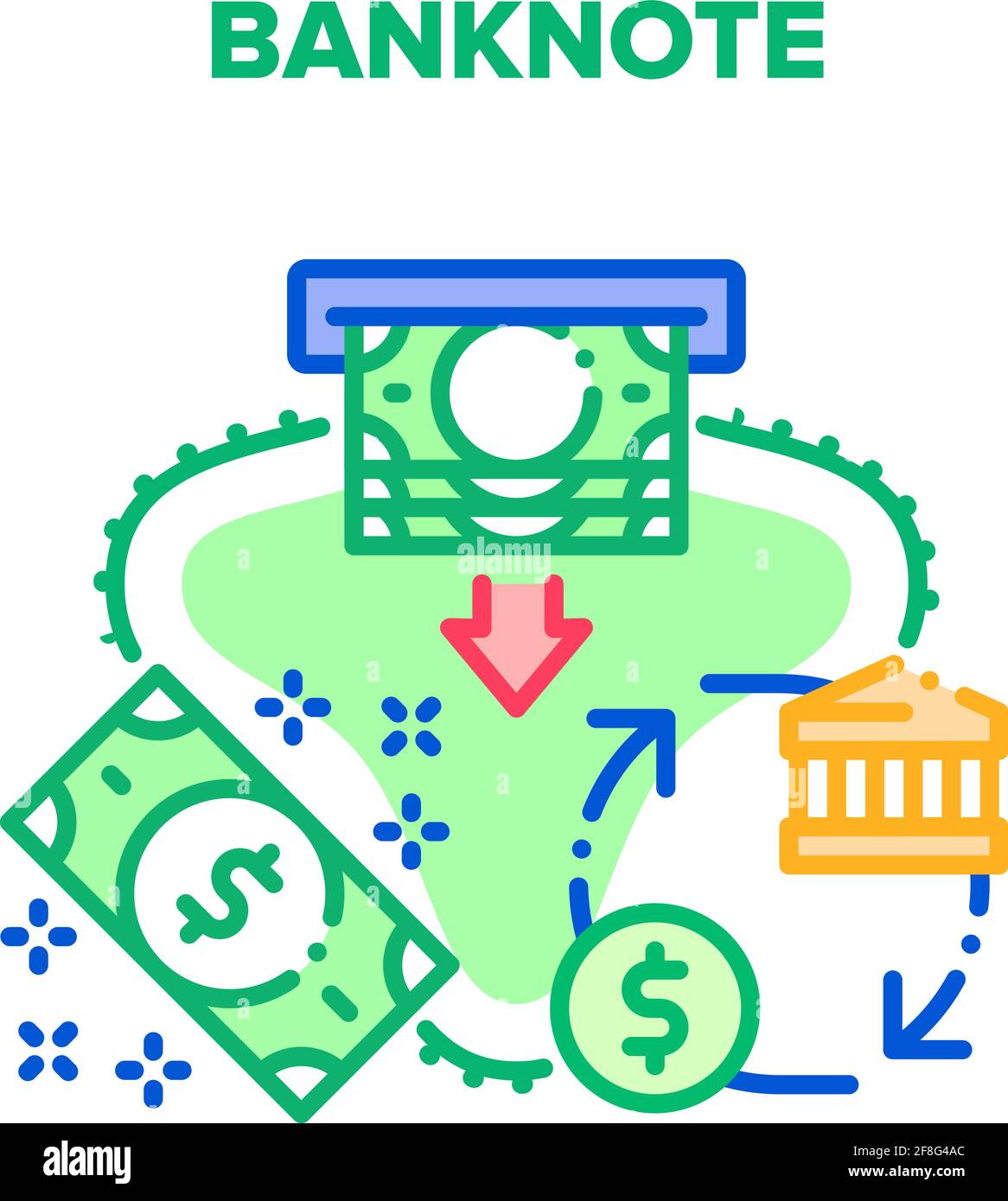 Banknote Money Vector Concept Color Illustration Stock Vector Image ...