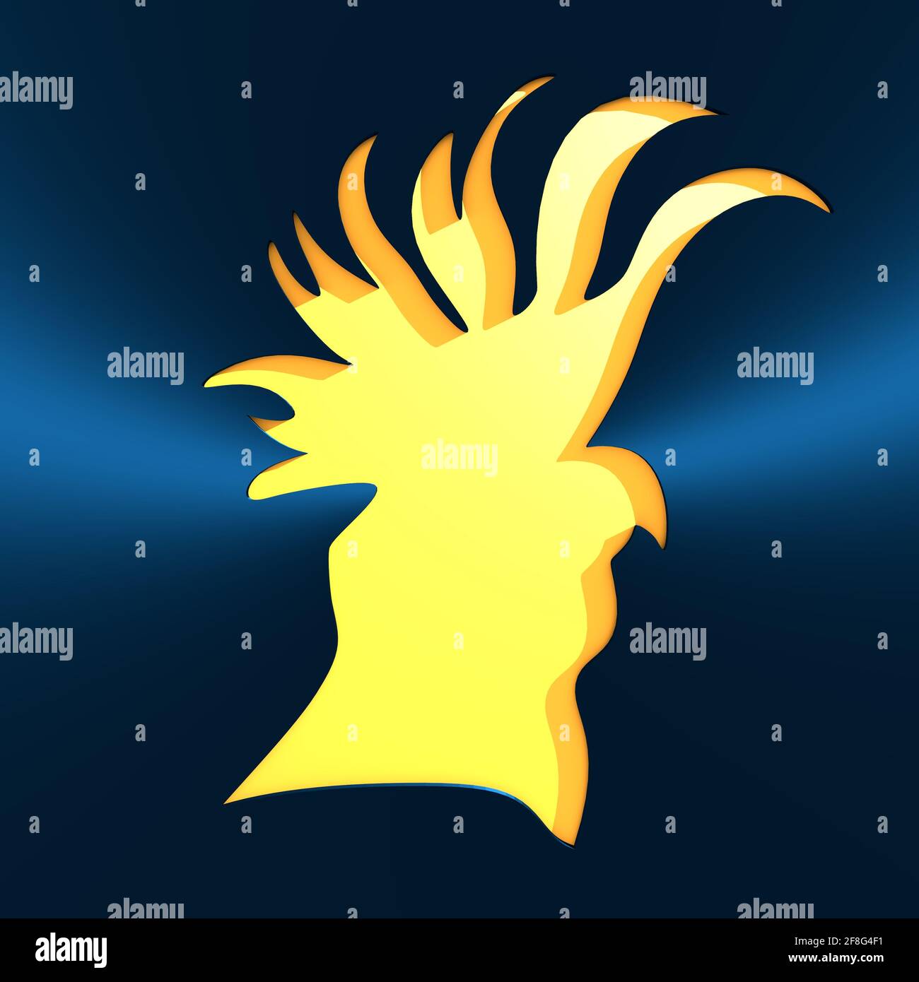 Abstract illustration of parrot. Simple head silhouette. 3D rendering ...