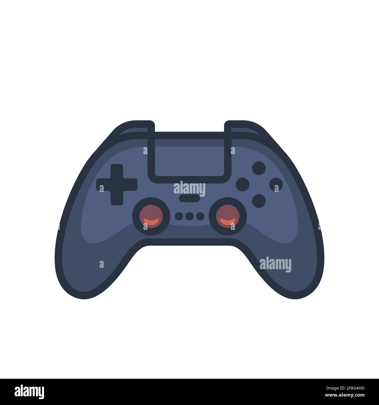 Gamepad with outline has dark blue tints is isolated on a white ...