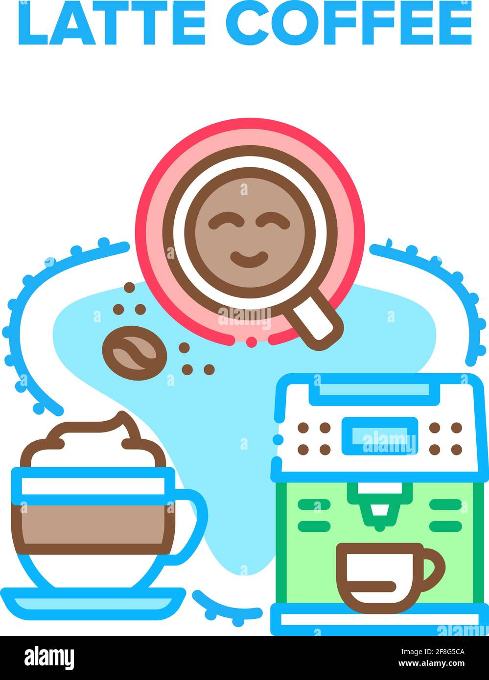 Latte Coffee Vector Concept Color Illustration Stock Vector Image & Art ...