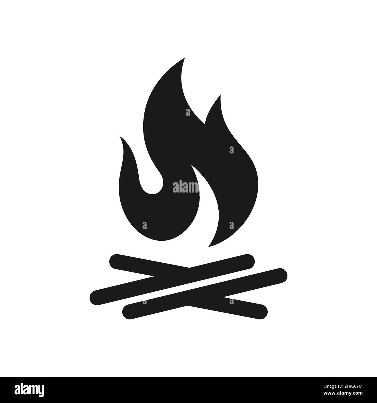 Bonfire symbol, black silhouette is isolated on a white background ...