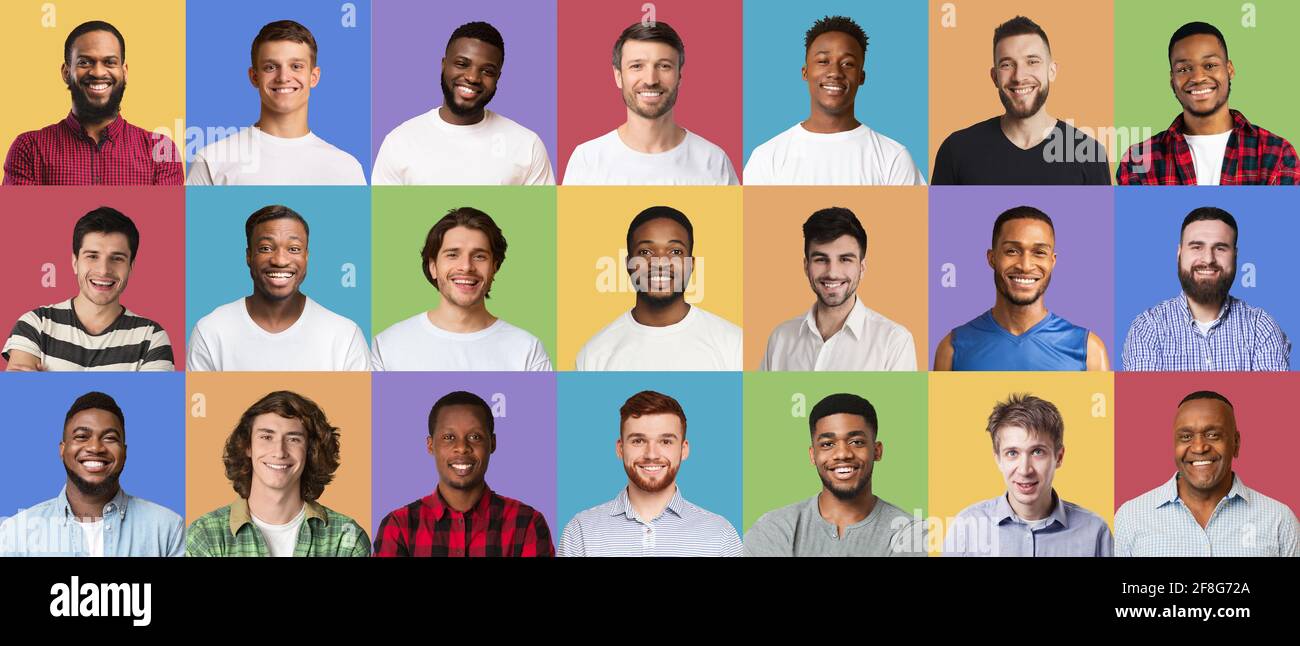 Composite creative collage of happy diverse multicultural men Stock ...