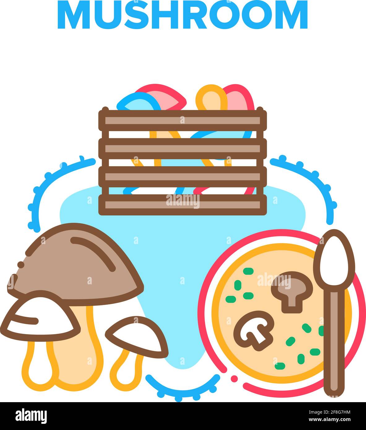 Mushroom Food Vector Concept Color Illustration Stock Vector Image ...