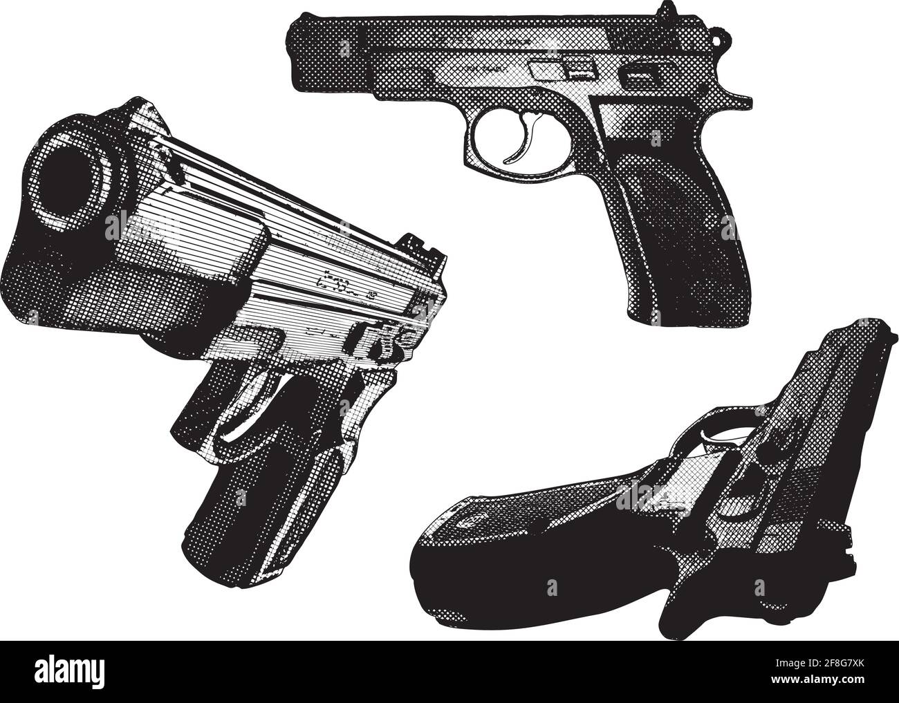 Three pistols vector illustration Stock Vector Image & Art - Alamy