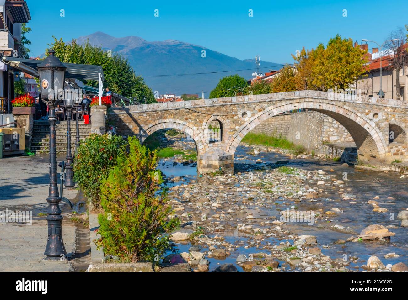 Riverside of Bistrica river in center of Prizren, Kosovo Stock Photo ...
