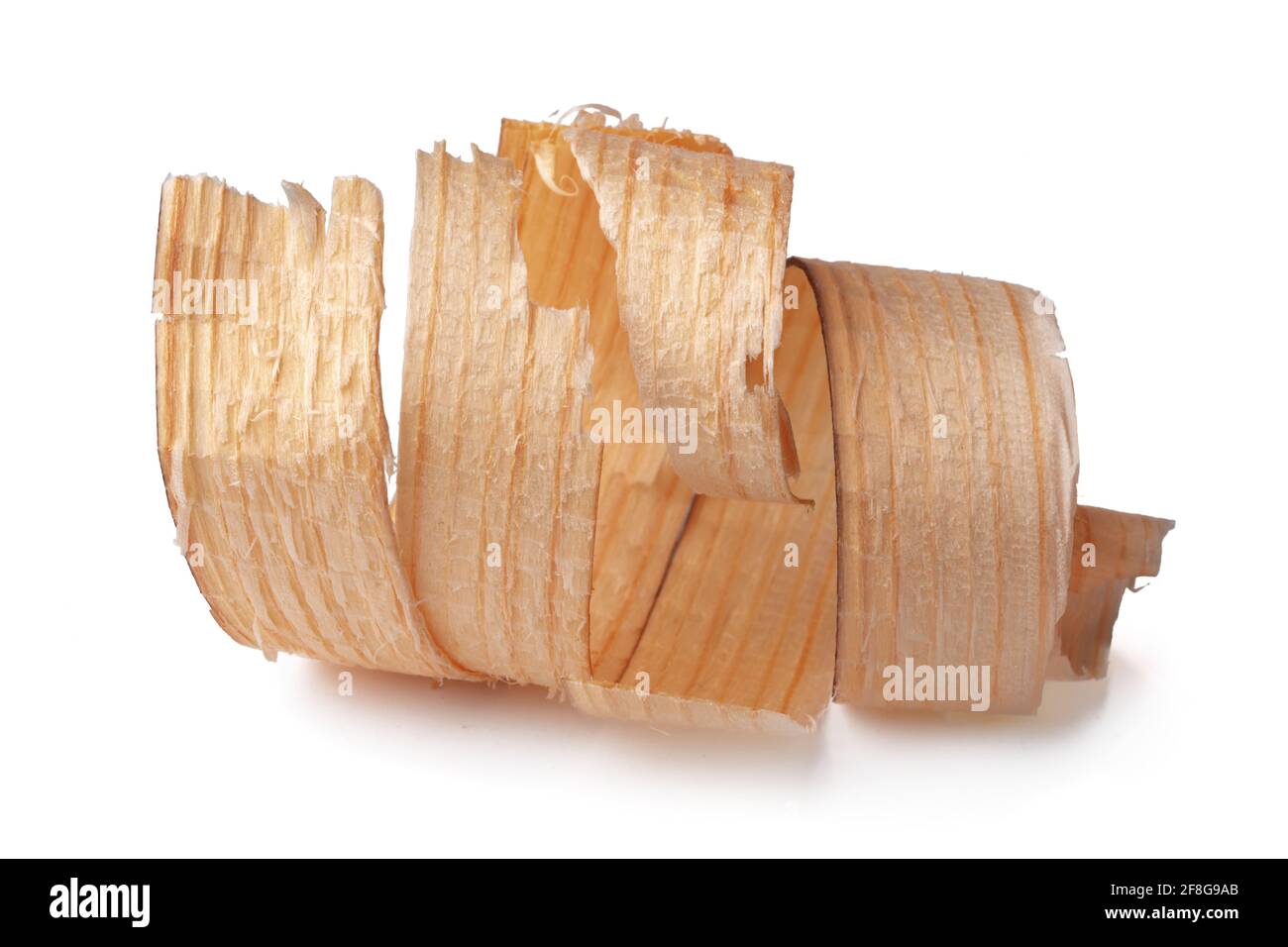 Wood shavings isolated on white background Stock Photo - Alamy