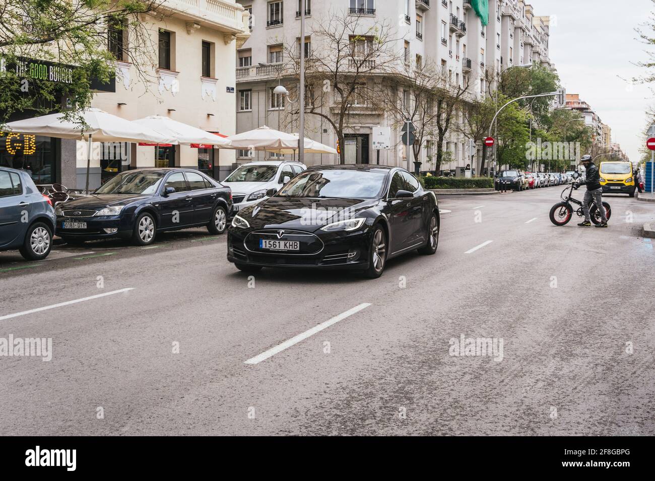 MADRID, SPAIN - Apr 13, 2021: Tesla is an all-electric five-door ...