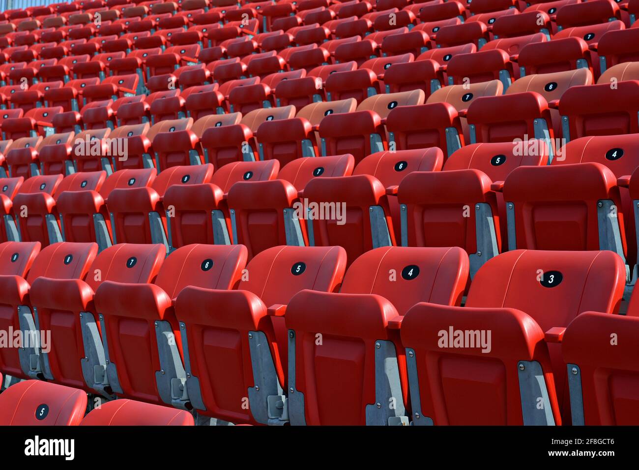 Stadium seats red numbers hi-res stock photography and images - Alamy