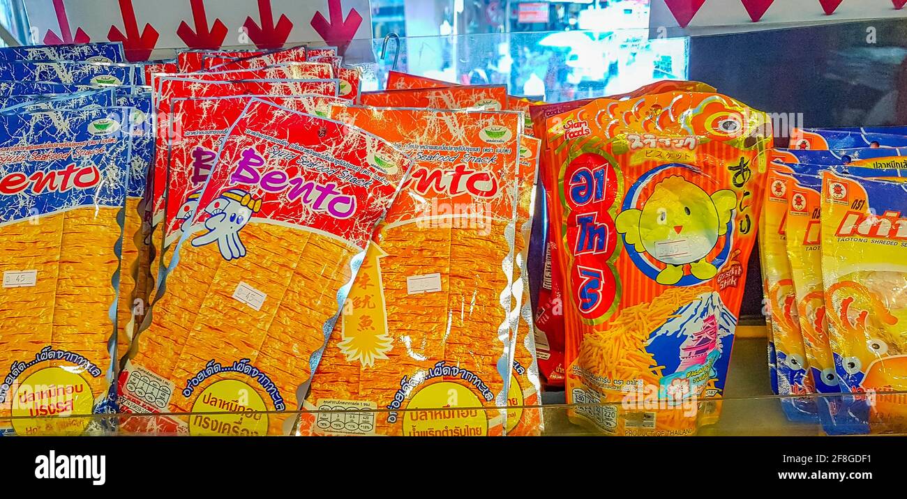 Bangkok Thailand 22. Mai 2018 Thai chicken fish instant snack products ...