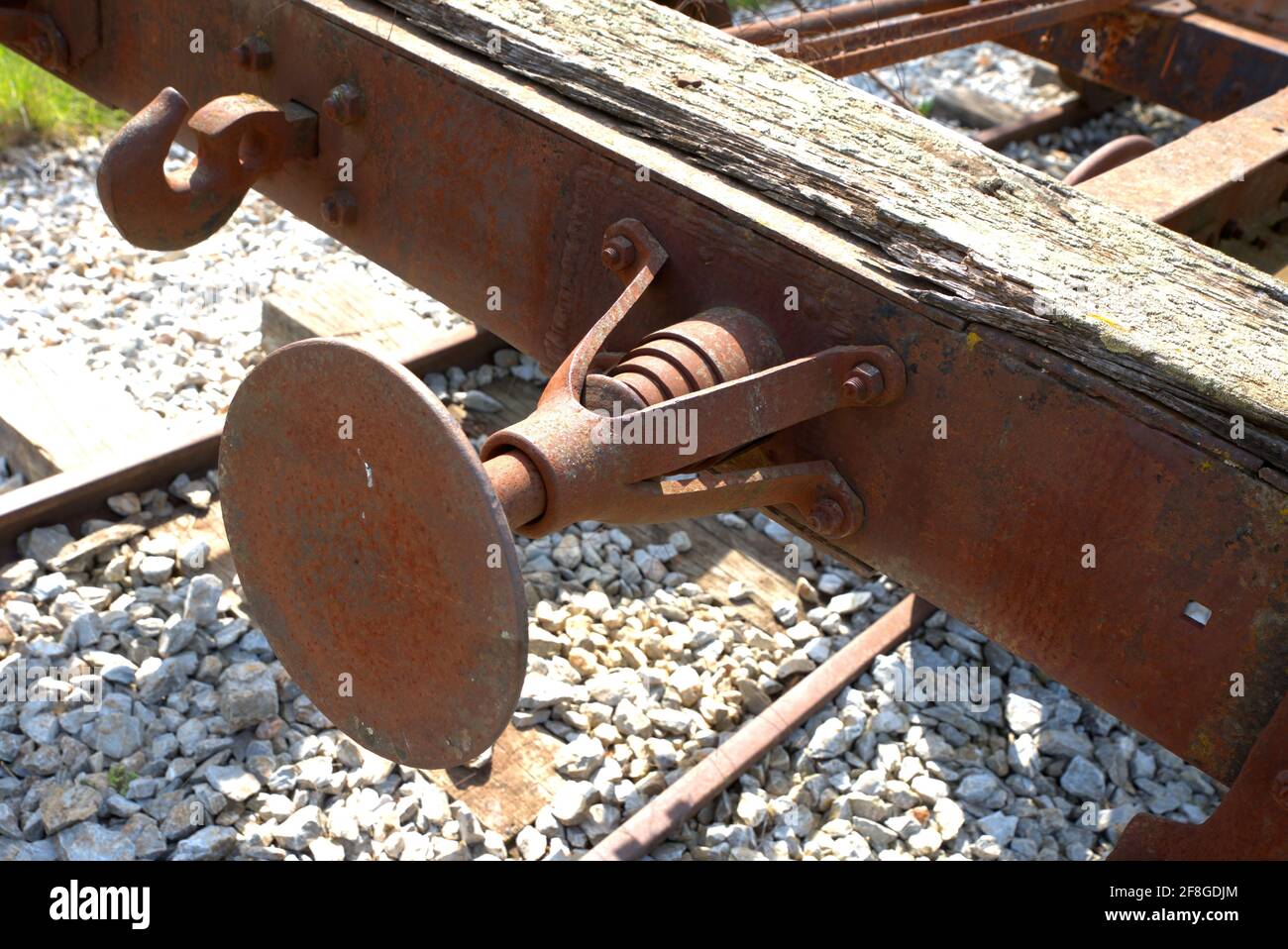 old buffer in railway carriage, hook wagon, old wagon Stock Photo - Alamy