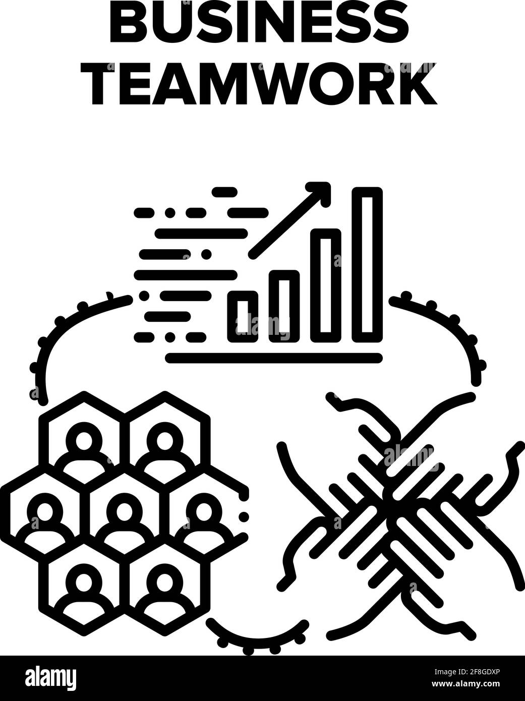 Business Teamwork In Office Vector Black Illustration Stock Vector ...