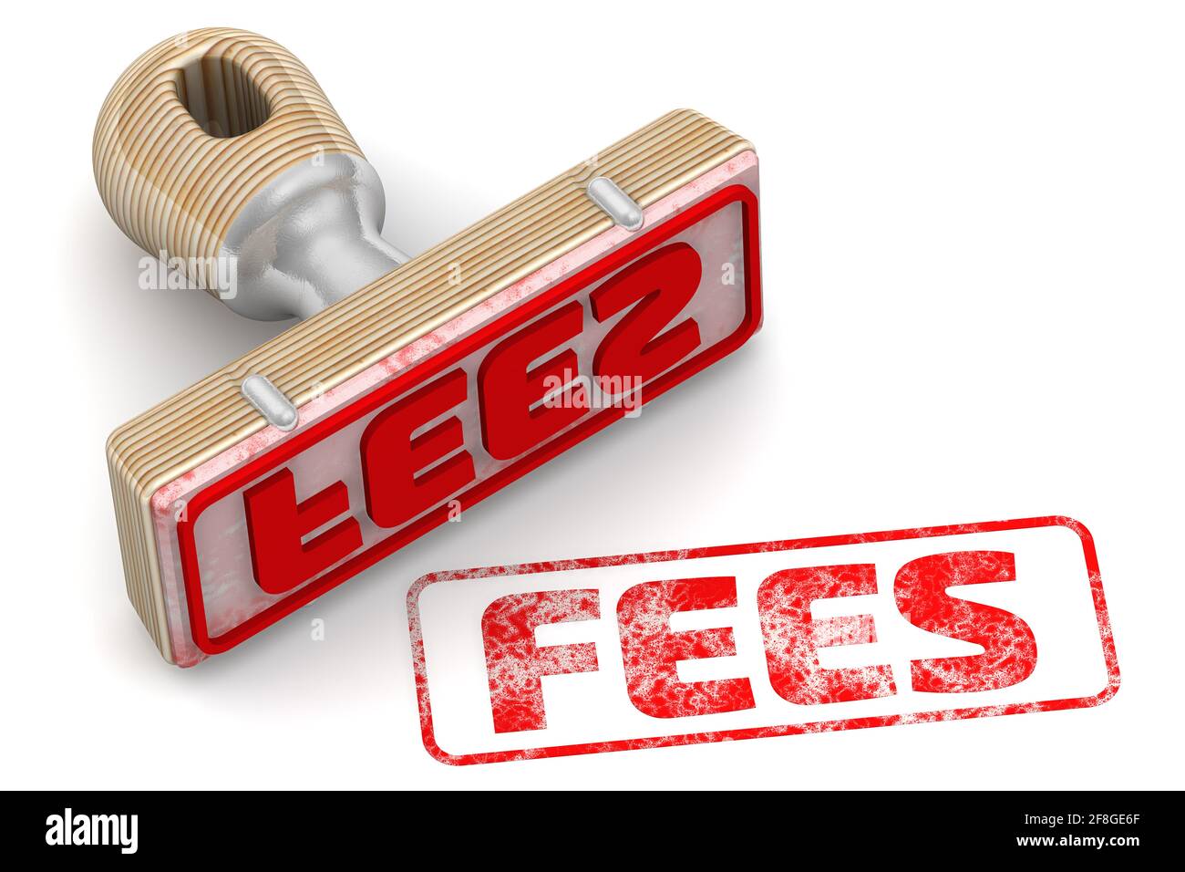 Fees. The stamp and an imprint. Rubber stamp and red imprint FEES on ...