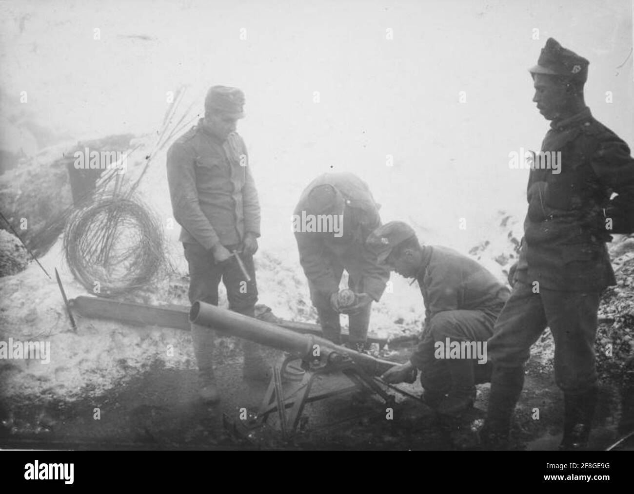 Mortar position on small pal X. Army Commando pipe Stock Photo - Alamy