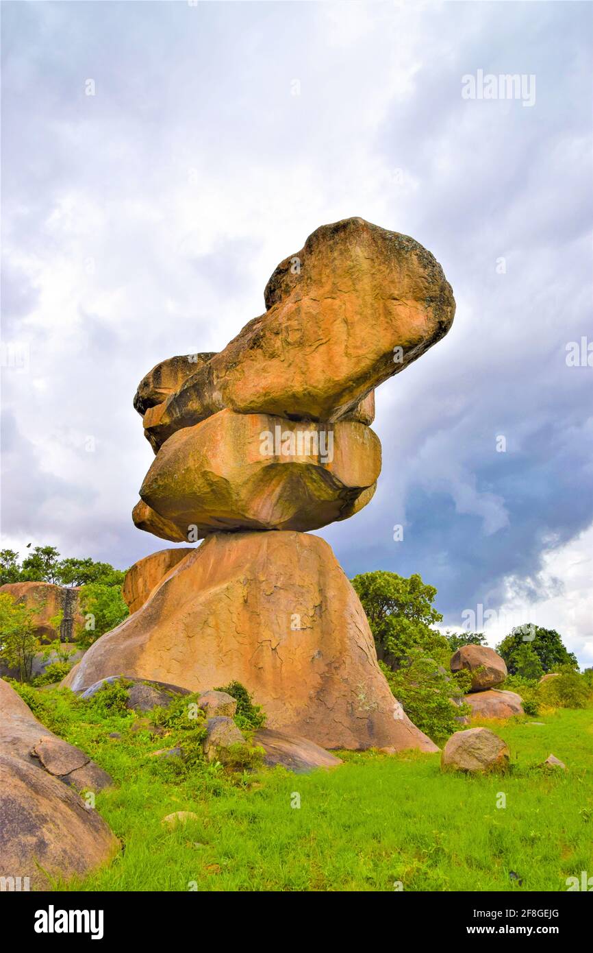 Natural balancing rocks in Epworth, outside Harare, Zimbabwe, 2018 ...