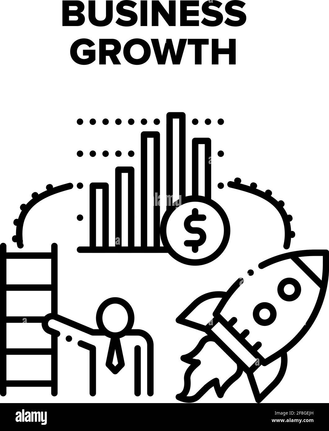 Business Growth Vector Black Illustration Stock Vector Image & Art - Alamy