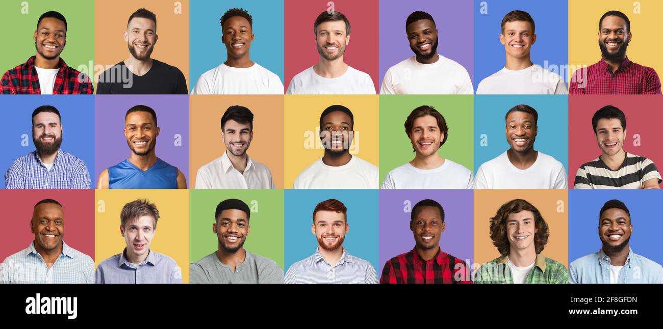 Collage set of happy diverse multicultural men Stock Photo - Alamy